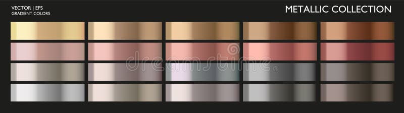 Metal Gradient Color Set. Chrome Texture Surface Background Template ...