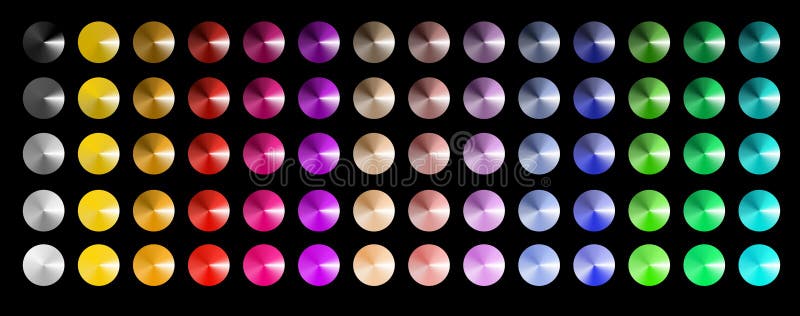 Metal Gradient. Multi Colored Radial Gradient Set. Collection of Shiny ...
