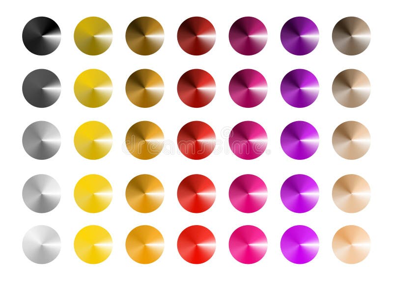 Metal Gradient. Multi Colored Radial Gradient Set. Collection of Shiny ...