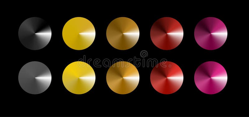 Metal Gradient. Multi Colored Radial Gradient Set. Collection of Shiny ...