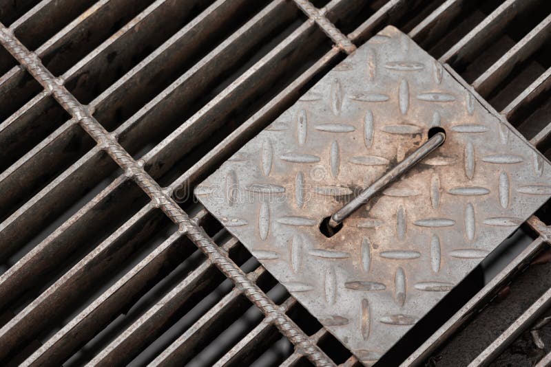 Metal Grate Structure of Drainage Waterway. Stock Photo - Image of ...