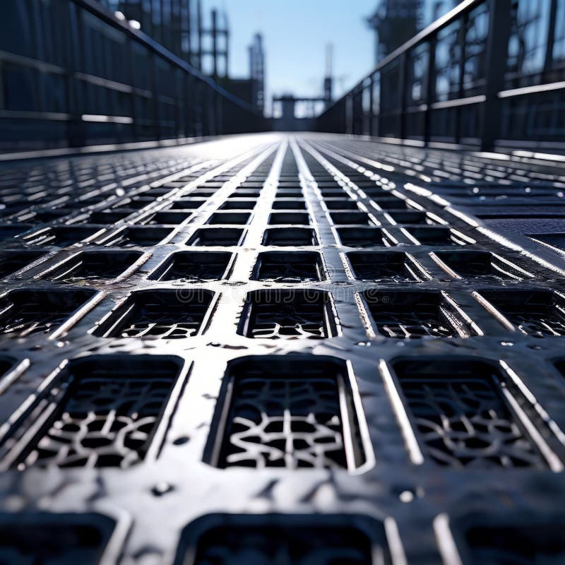 Metal Grate Walkway a Surface Constructed with Metal Grates O M Stock ...