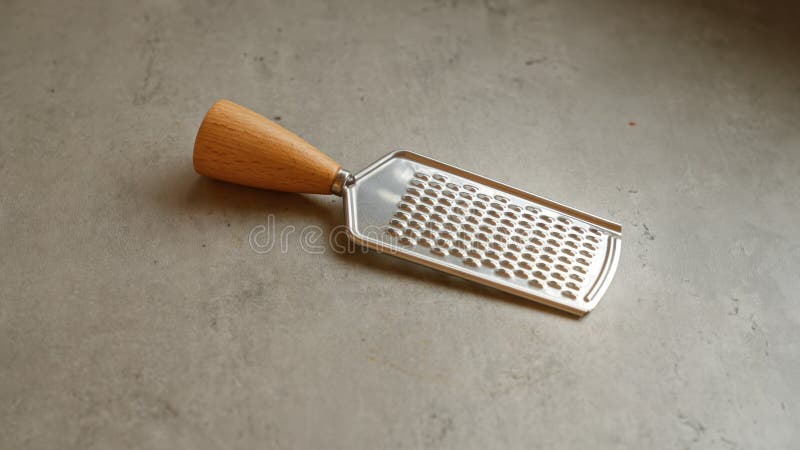 Metal Grater with a Wooden Handle Placed on a Concrete Surface ...