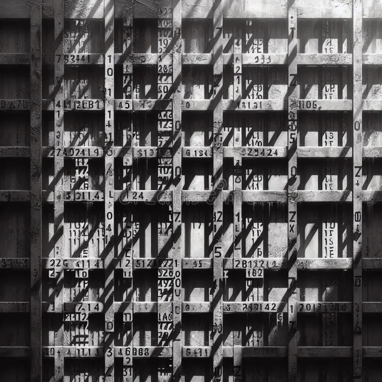 Metal Grating with Matrix Code Shadows a Distressed Texture of M Stock ...