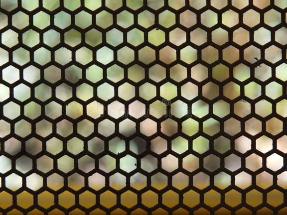 The Metal Grating Pattern Has a Black Hexagon Stock Image - Image of ...