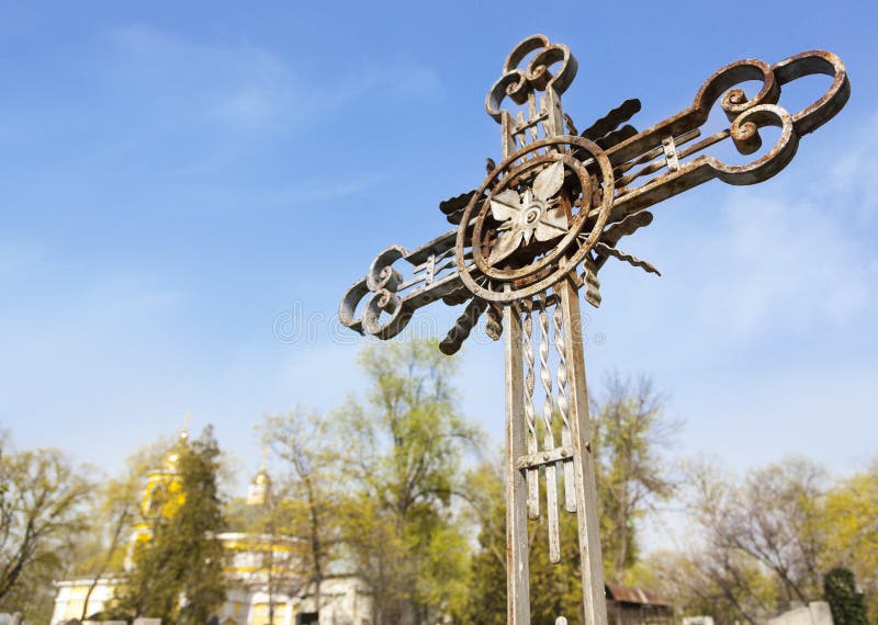 Metal graveyard cross stock photo. Image of monument - 70302554