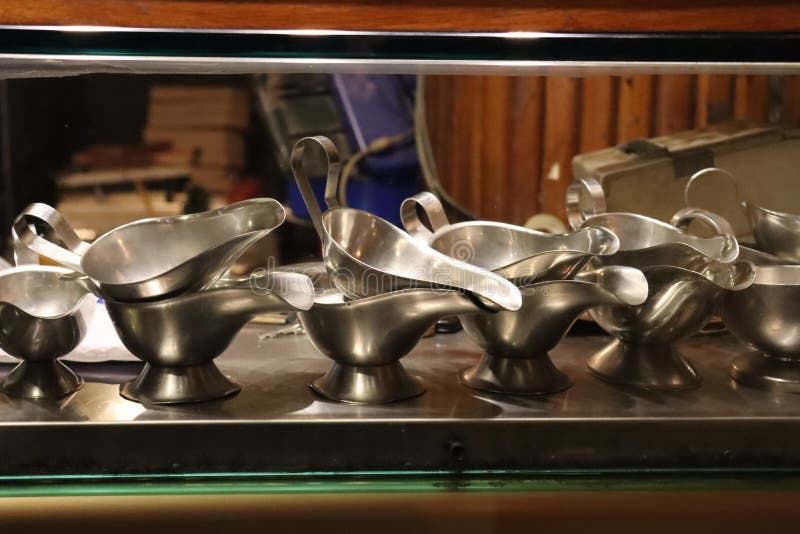 Metal gravy containers stock photo. Image of manufacturing - 170988792