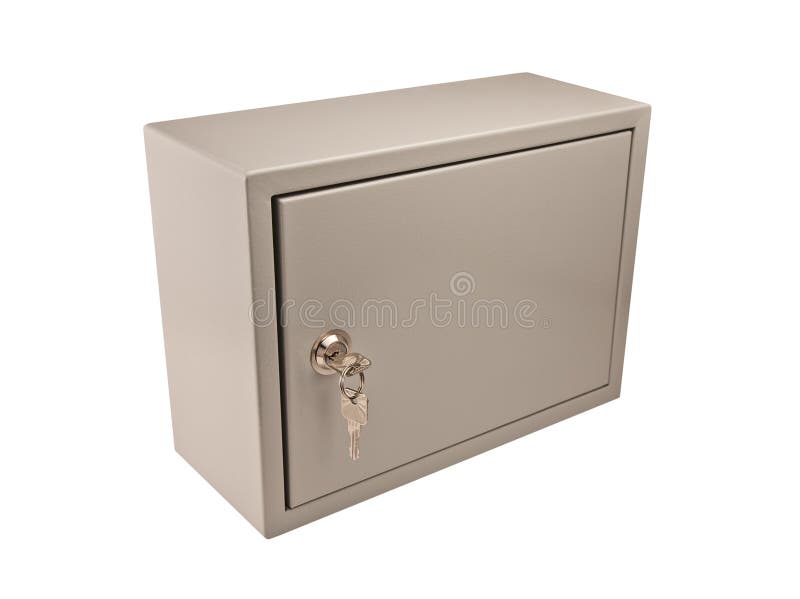 Metal Grey Box with Door, Padlock and Keys Stock Image - Image of shut ...