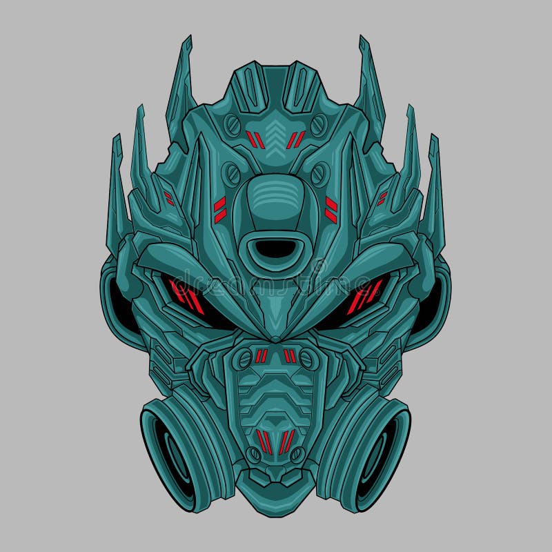 Metal Grey Robotic Head Illustration Stock Illustration - Illustration ...