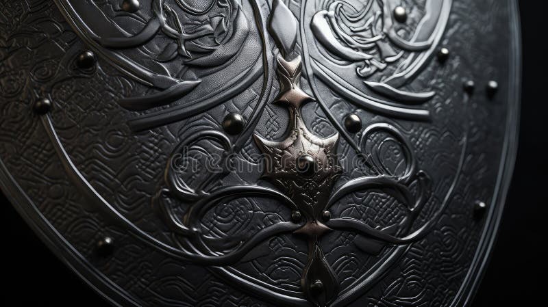 Metal grey shield stock illustration. Illustration of intricate - 324744052
