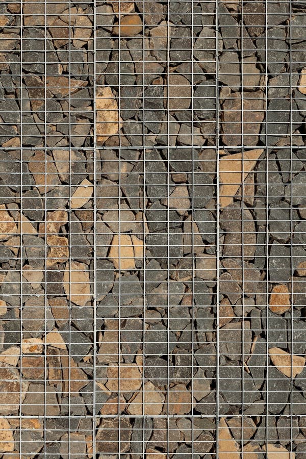 Metal Grid with Natural Stones in Gabion Stock Photo - Image of gabion ...