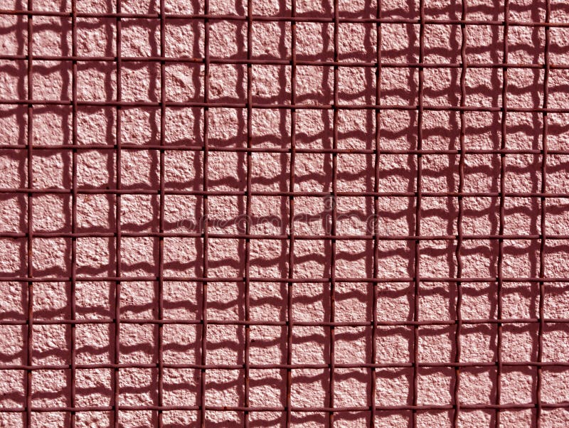 Metal Grid and Red Cement Wall Texture. Stock Photo - Image of ...
