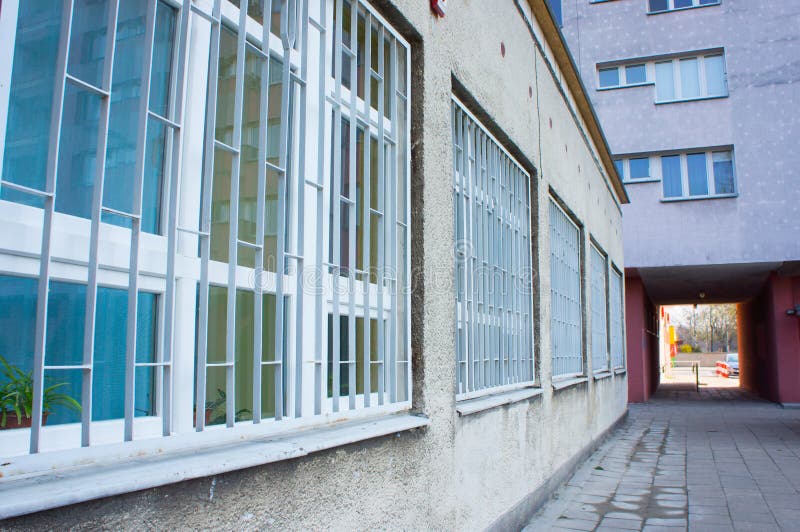 Metal grid windows stock photo. Image of grid, building - 40021064