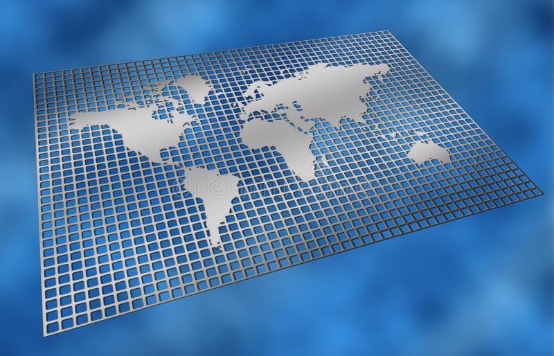 Map of the World Illustration on Globe Grid Stock Illustration ...