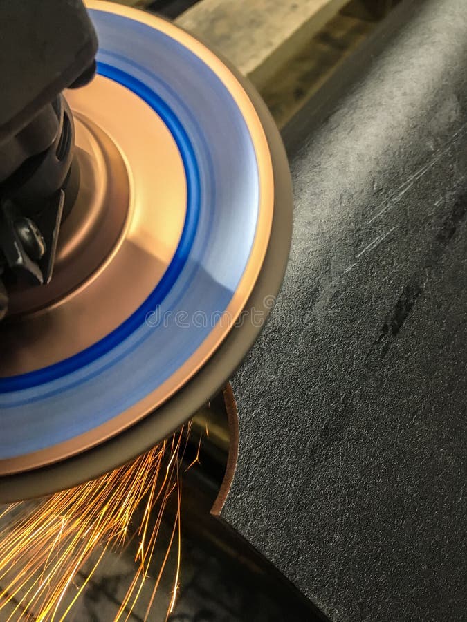 Grinding of Sharp Edges of Metal. Sparks Stock Photo - Image of grind ...