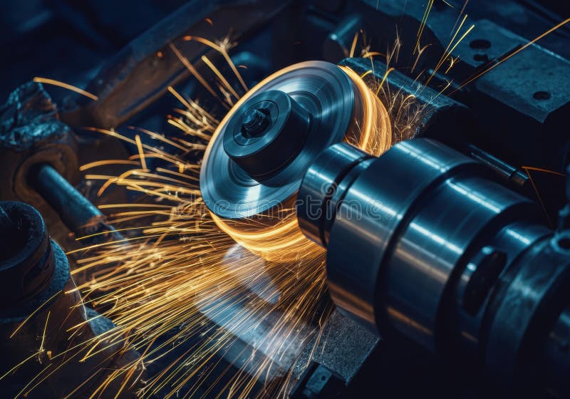Metal Grinding Process with Sparks Flying from a Rotating Tool Stock ...