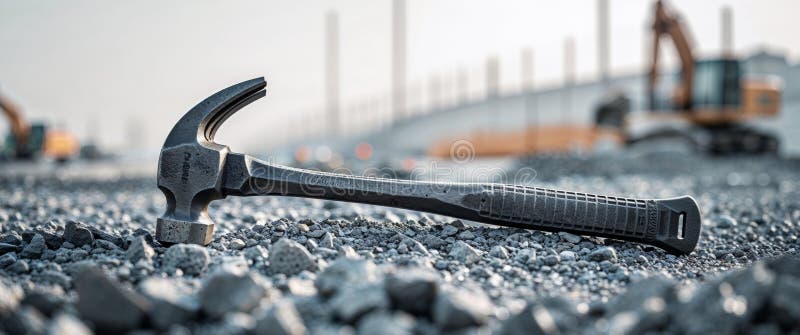 Metal Hammer on Gravel Construction Site. Stock Image - Image of ...