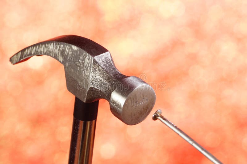 A Metal Hammer Hammers a Nail. Stock Image - Image of metal, holiday ...