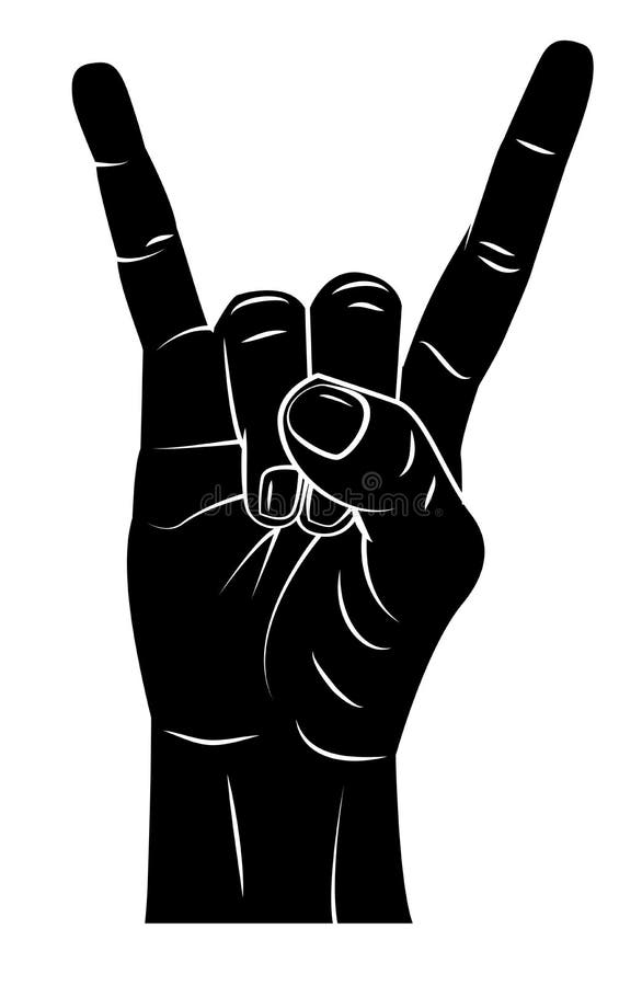 Metal Hand Sign Vector Illustration Line Art Stock Vector ...