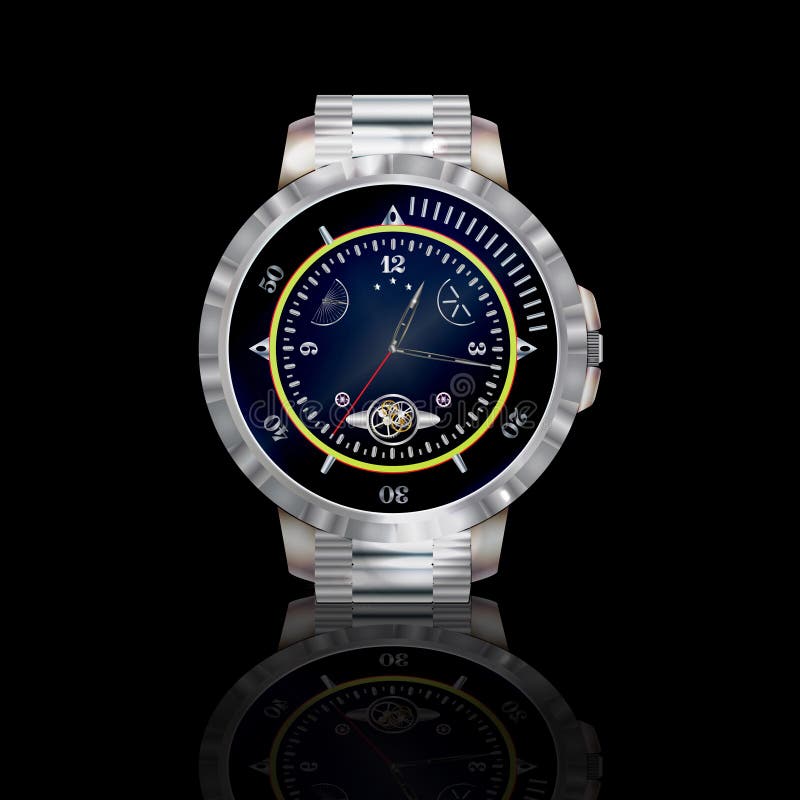 Metal Hand Mechanical Clock Stock Vector - Illustration of chrome, busy ...