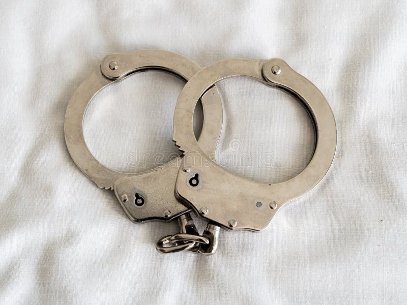 Handcuffs with White Background Stock Photo - Image of force, crime ...