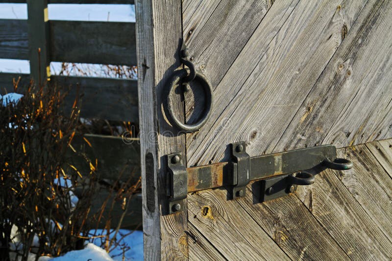 Metal Handle and Hasp with Lock Stock Photo - Image of architecture ...