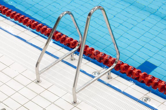 Metal Handrail on Swimming Pool Stock Image - Image of path, swimming ...
