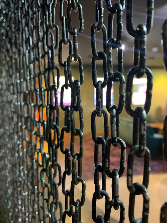 Metal Hanging Chains in the Interior. Chain Curtain. Modern High-tech ...