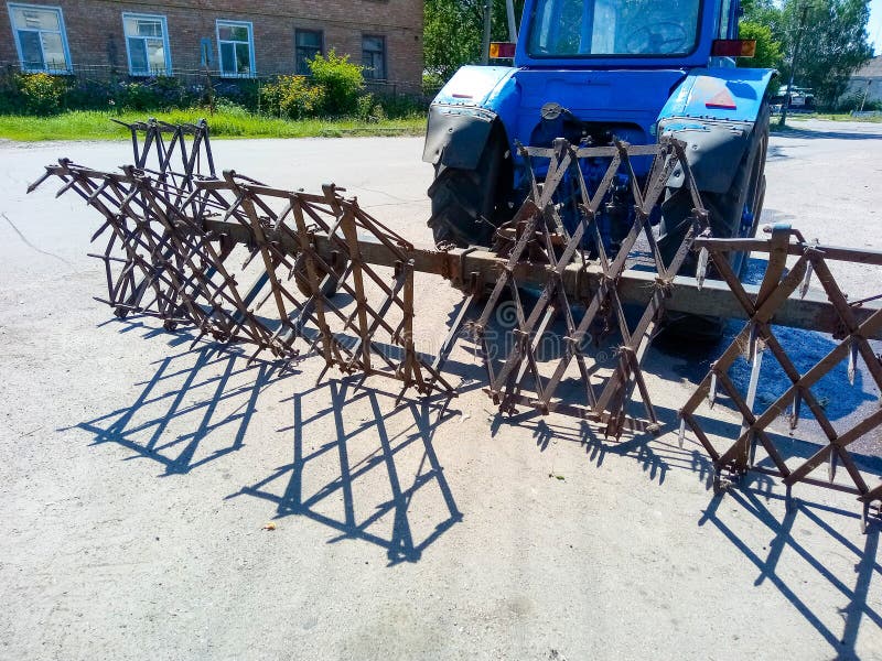 Metal Harrow Hitch Attached To the Tractor Stock Image - Image of ...