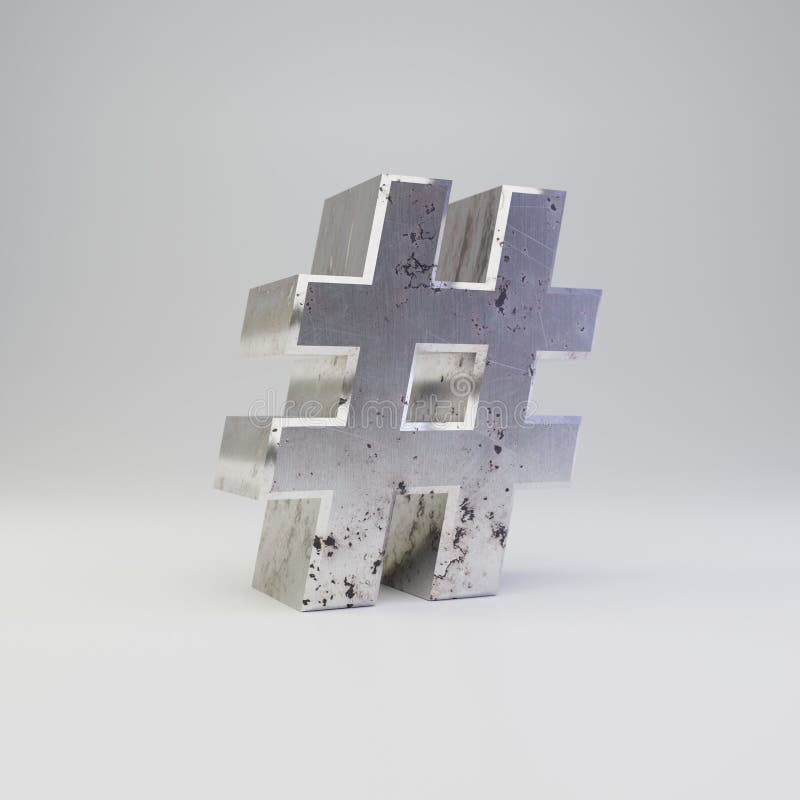 Metal 3d Hashtag Symbol. Metallic Red and White Font Isolated on White ...