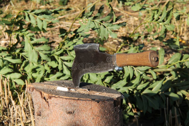 Metal Hatchet Axe. stock photo. Image of chippings, blade - 165439202
