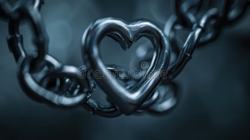 The Metal Heart Chain.AI Generated Image Stock Image - Image of blue ...