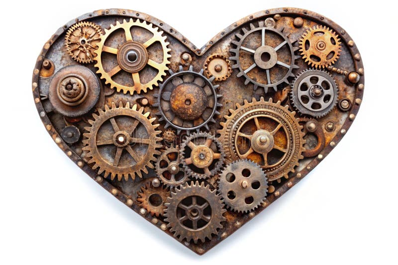 Metal Heart with Rusty Gears and Cogs Stock Illustration - Illustration ...