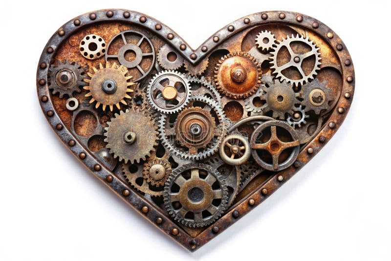 Metal Heart with Rusty Gears and Cogs Stock Illustration - Illustration ...