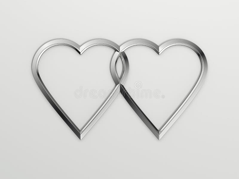 Metal Heart Symbols, 3d Rendering Stock Illustration - Illustration of ...