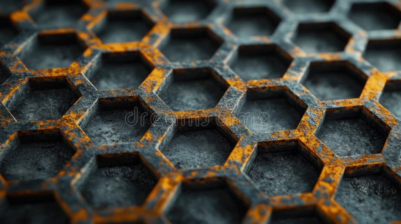 Metal Hexagon Pattern with Rust and Texture Creates an Industrial ...