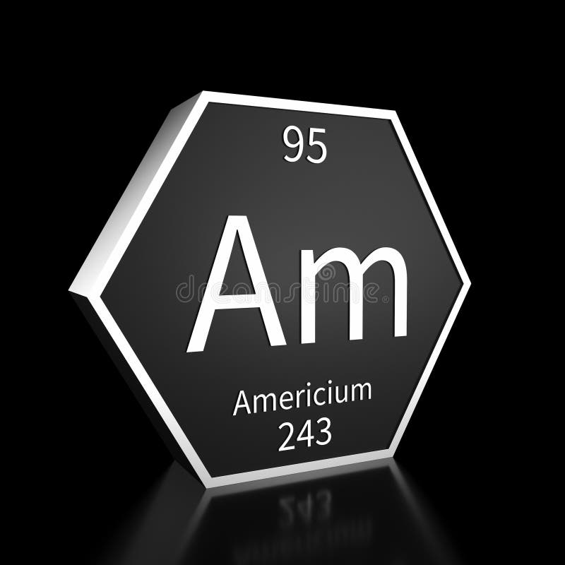 Periodic Table Element Americium Rendered Metal on Black on Black Stock ...