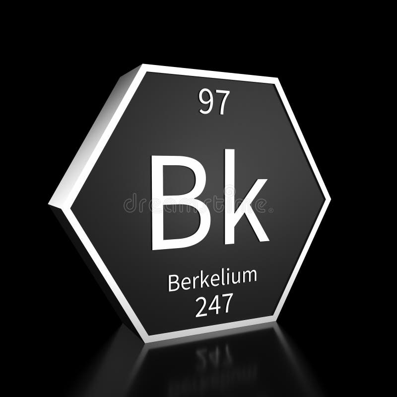 Periodic Table Element Berkelium Rendered Metal on Black on Black Stock ...