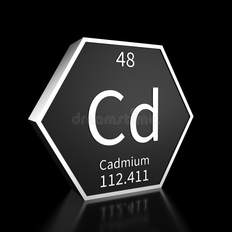 Periodic Table Element Cadmium Rendered Metal on Black on Black Stock ...
