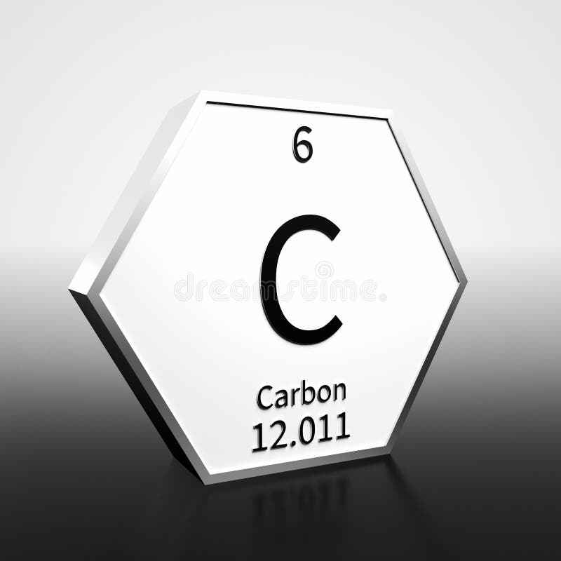 Periodic Table Element Carbon Rendered Black on White on White and ...