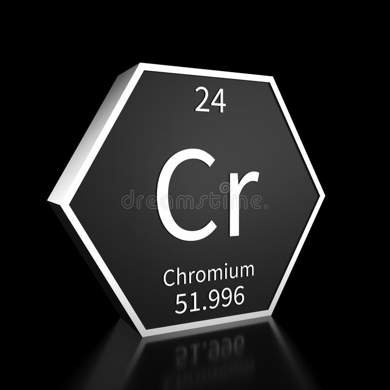 Periodic Table Element Chromium Rendered Metal on Black on Black Stock ...