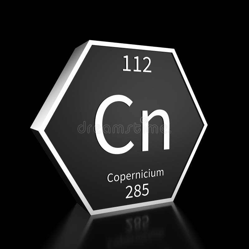 Periodic Table Element Copernicium Rendered Metal on Black on Black ...