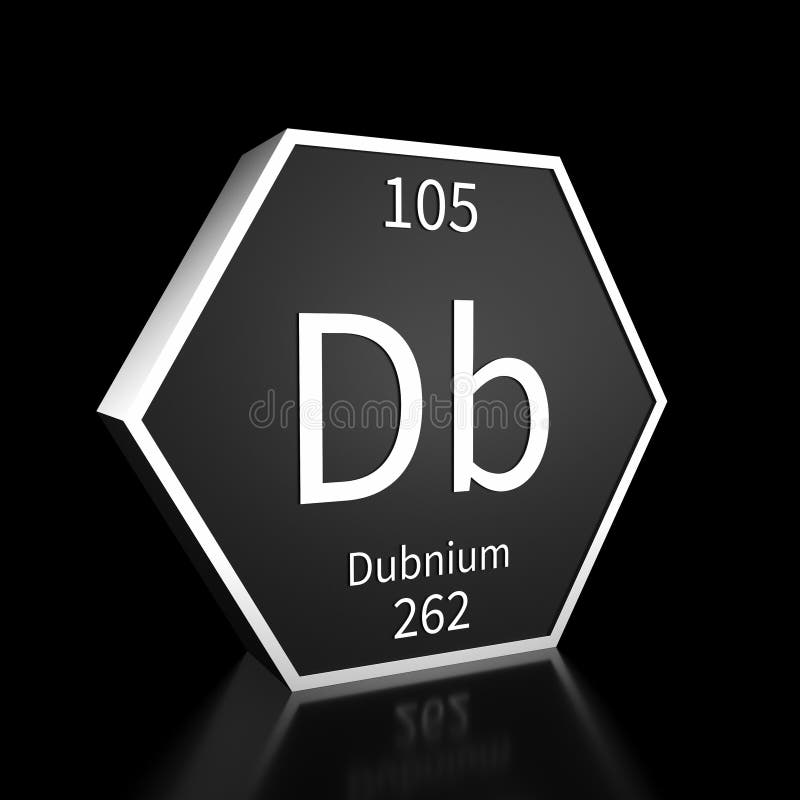Periodic Table Element Dubnium Rendered Metal on Black on Black Stock ...