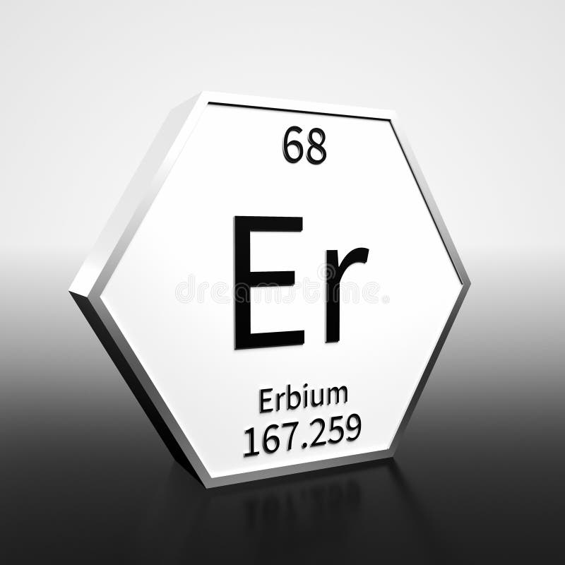 Periodic Table Element Erbium Rendered Black on White on White and ...