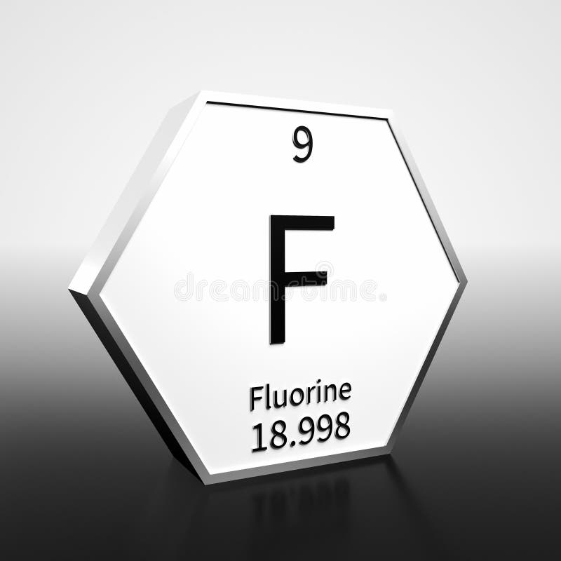 Periodic Table Element Fluorine Rendered Black on White on White and ...