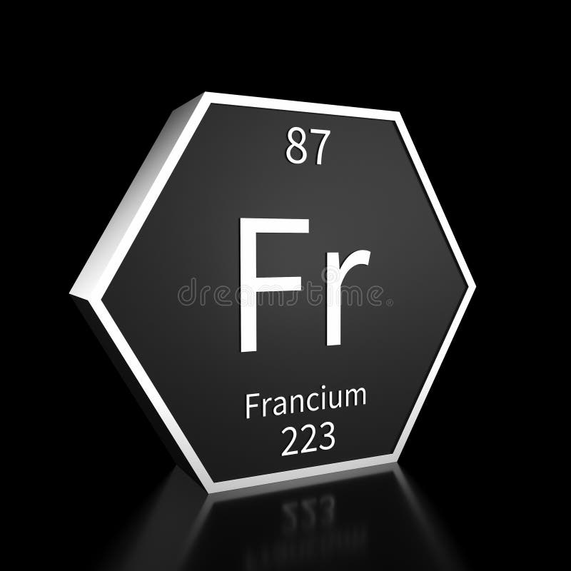 Periodic Table Element Francium Rendered Metal on Black on Black Stock ...