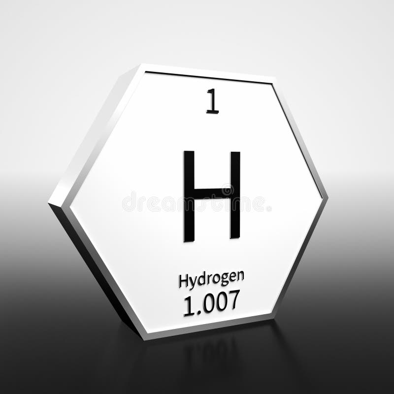 Periodic Table Element Hydrogen Rendered Black on White on White and ...