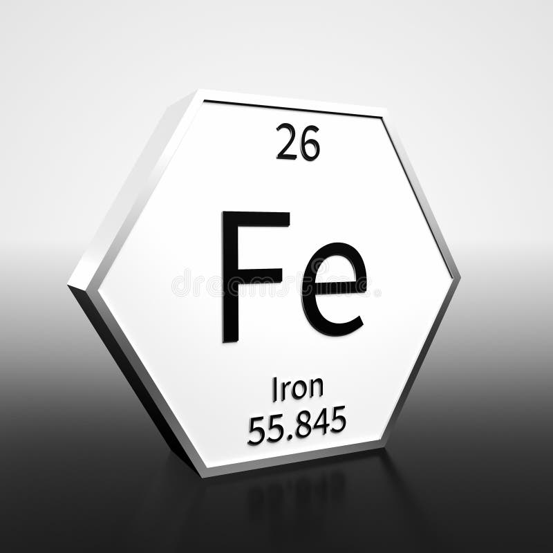 Periodic Table Element Iron Rendered Black on White on White and Black ...