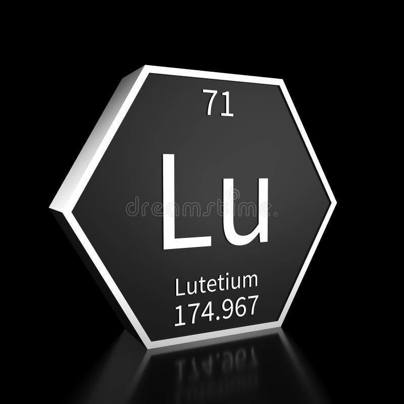 Periodic Table Element Lutetium Rendered Metal on Black on Black Stock ...