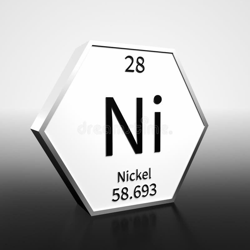 Periodic Table Element Nickel Rendered Black on White on White and ...